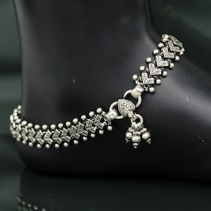 Indian Traditional Cultural Trendy 925 Sterling Silver Handmade Anklets ...