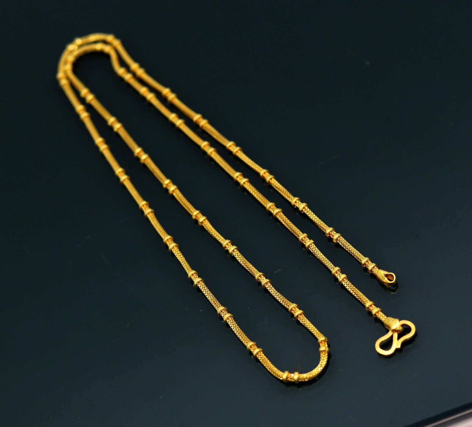 22kt Yellow Gold Handmade Solid Box Chain With Customized - Etsy