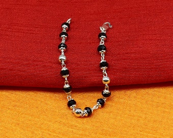 925 Sterling Silver Customized Black Beads Nazariya Bracelet Protect from Evil Eyes New Born Baby Bracelet Stylish Jewelry from India bbr9