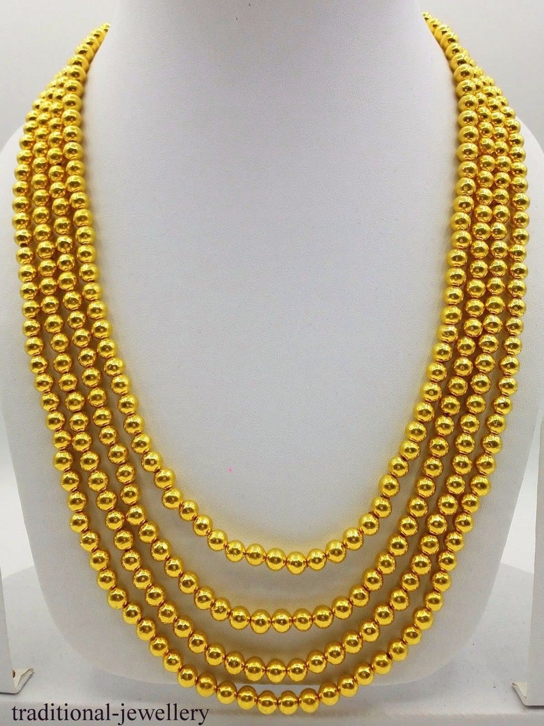 Beads Chain Wedding Gold Necklace 20k Yellow Gold Ball Chain 4 | Etsy