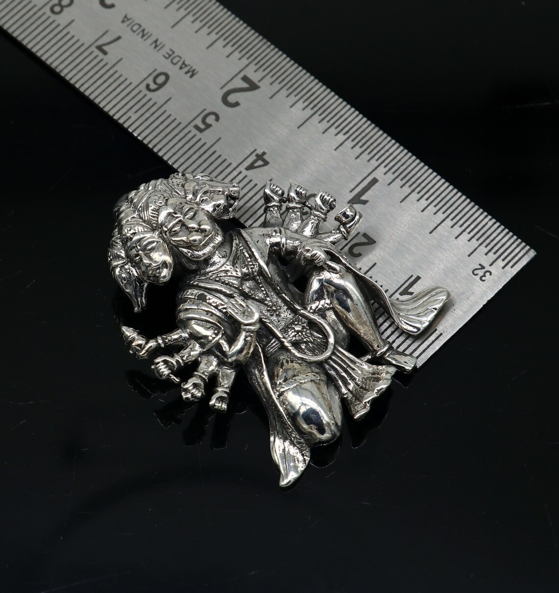 Pure 925 Sterling Silver Handmade Hindu God Lord Panchmukhi Hanuman ...