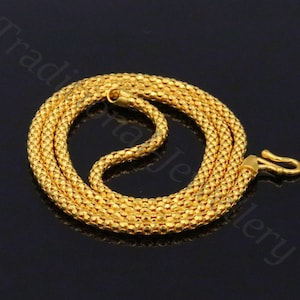 22karat Yellow Gold Handmade Unique Design Chain 22 Inches Unisex Chain ...