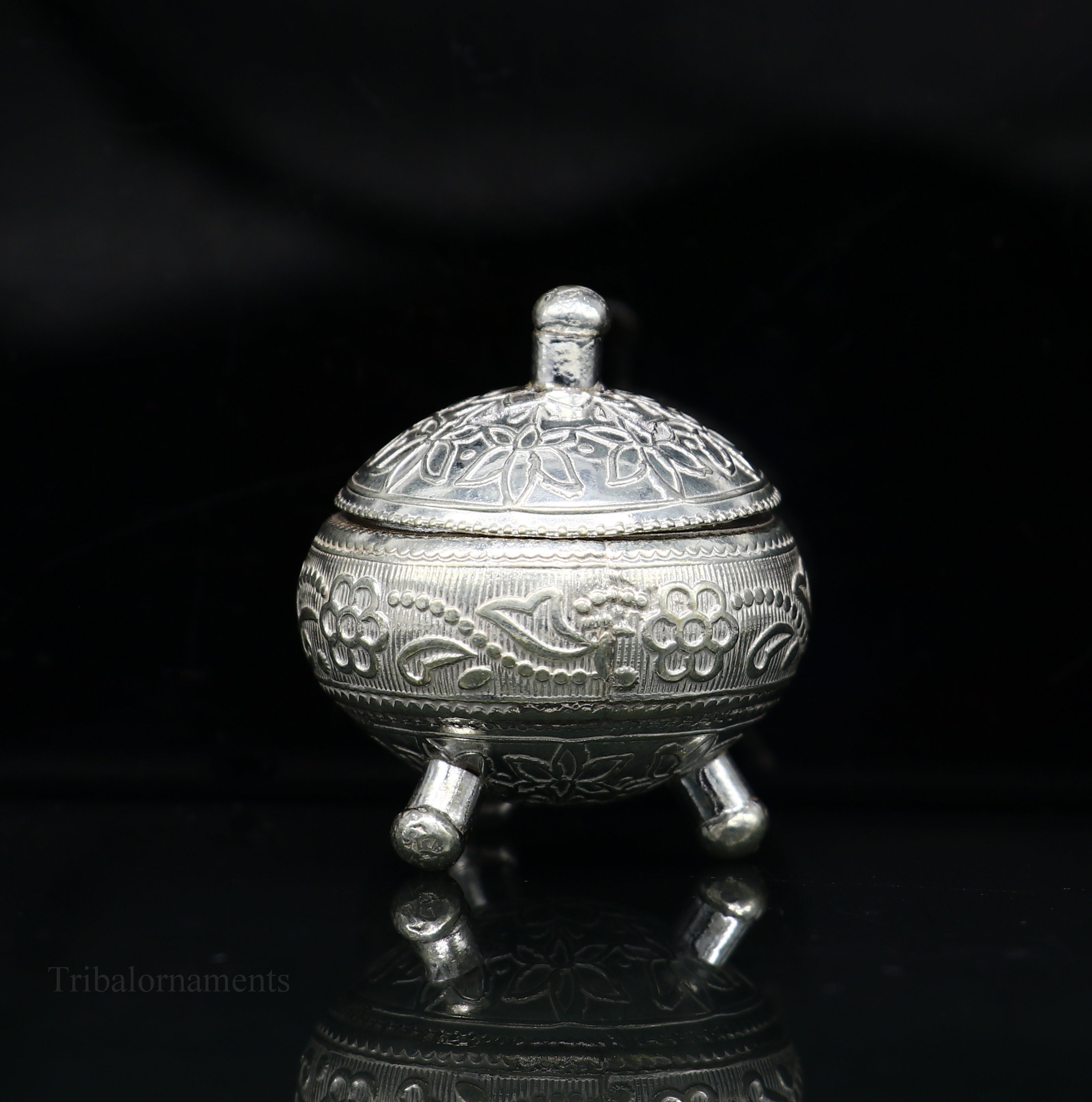925 Sterling Silver Handmade Fabulous Trinket Box, Solid Kumkum Box ...