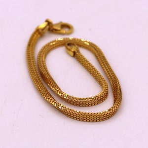 22kt Yellow Gold Handmade Highway Box Chain Solid Bracelet Unisex 91.6% ...