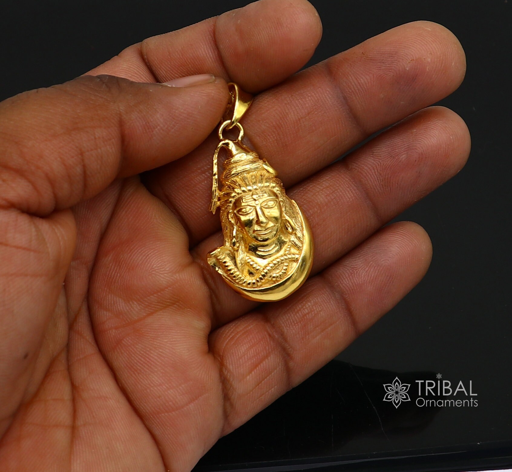 925 Sterling Silver Amazing Gold Polished Idol Lord Shiva Pendant ...