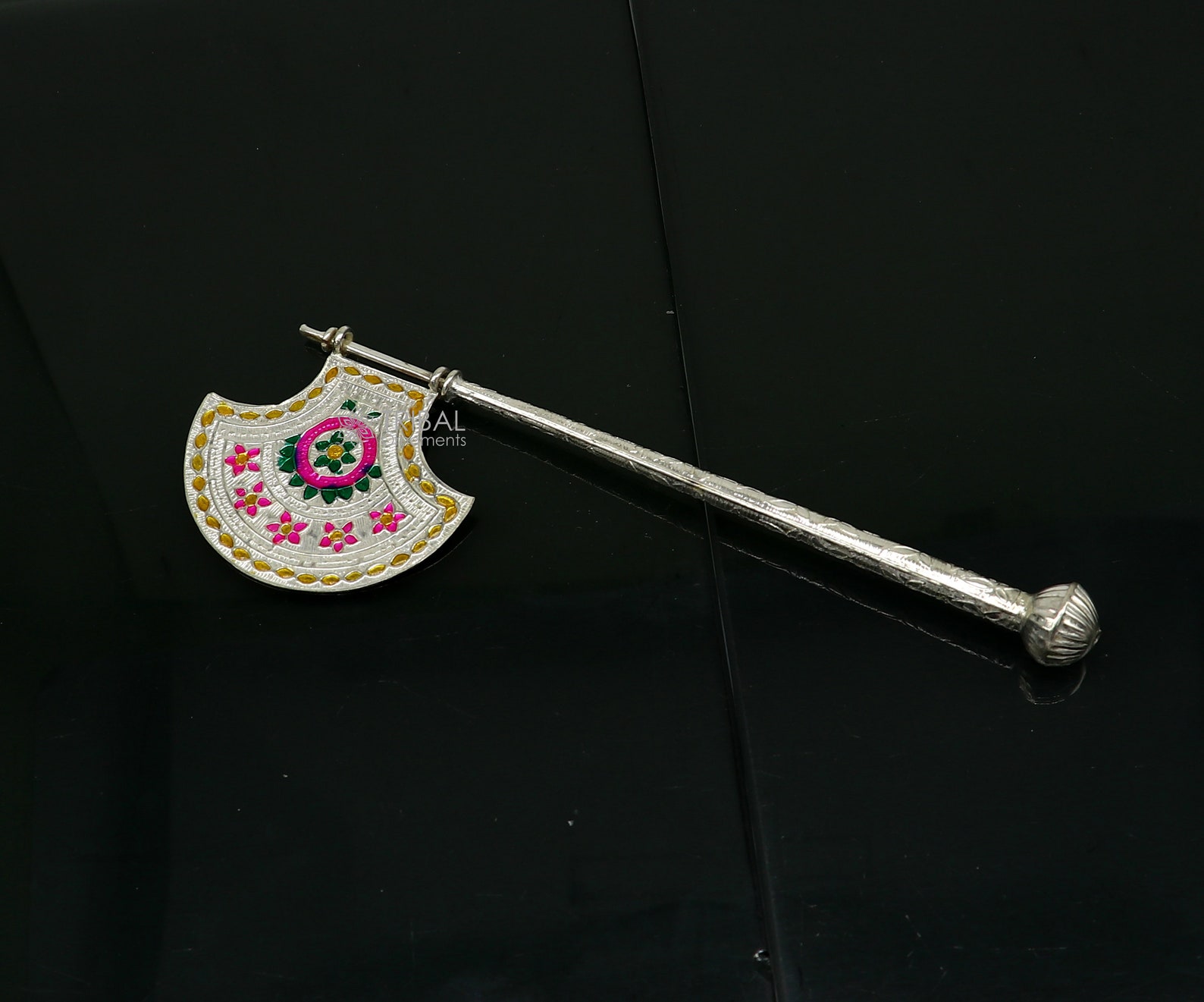 925 Sterling Silver Pankhi, Floral Design Small Fan or Pankhi for God ...