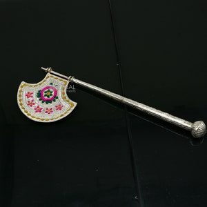 925 Sterling Silver Pankhi, Floral Design Small Fan or Pankhi for God ...