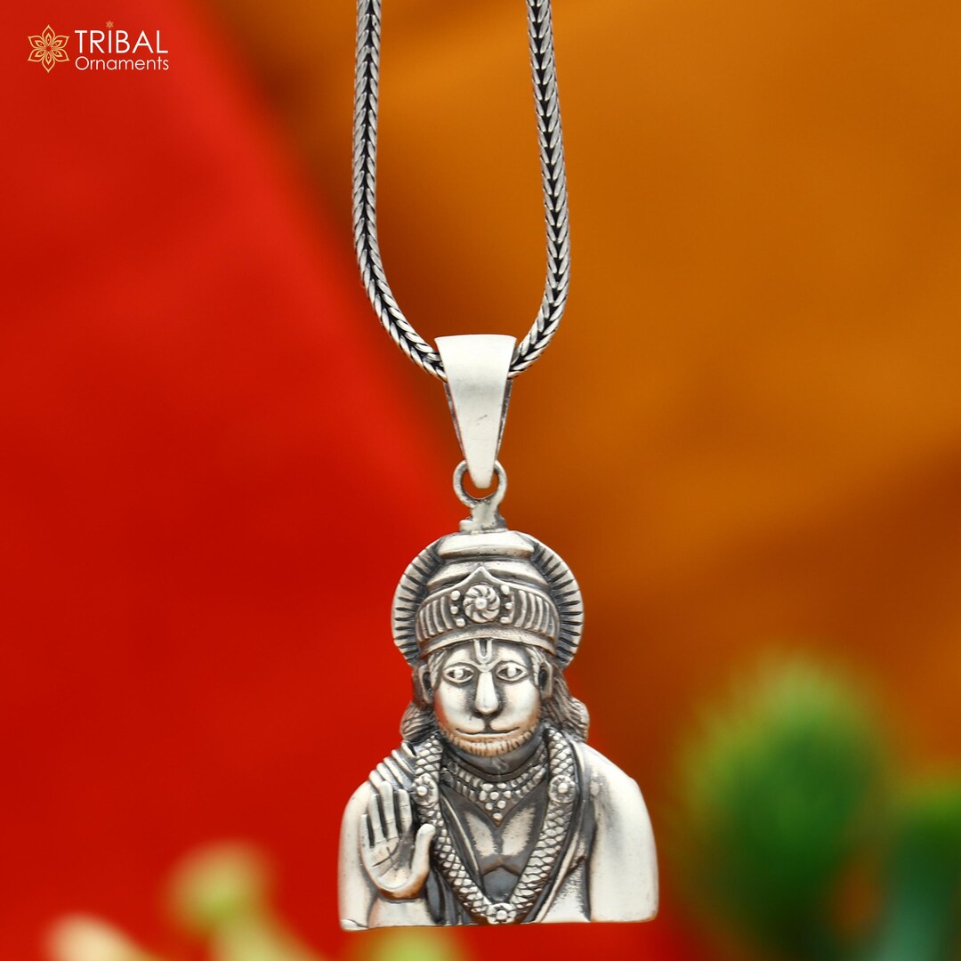 925 Sterling Silver Lord Hanuman Ji Divine Pendant With Chain Tribal ...
