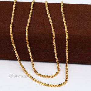 22k Yellow Gold Handmade Solid Twisted Design Rope Chain Necklace ...