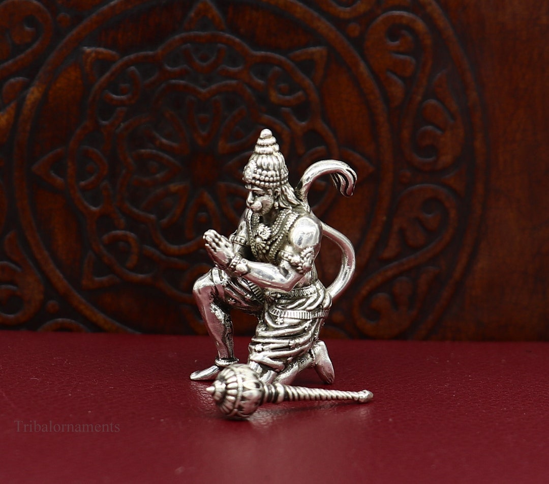 925 Silver Handmade Lord Hanuman 1.5" Small Statue, Best Puja or ...
