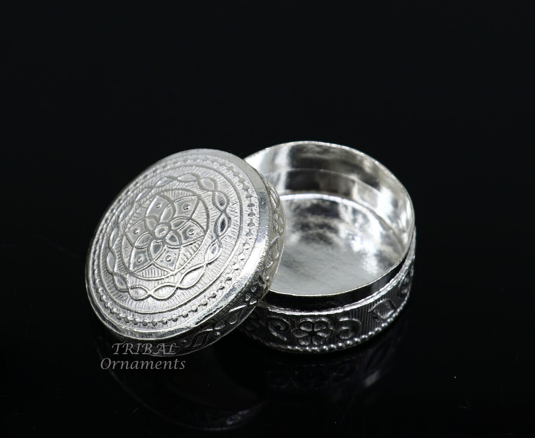 925 Sterling Silver Handmade Trinket Box, Eye Kajal Box, Container Box ...