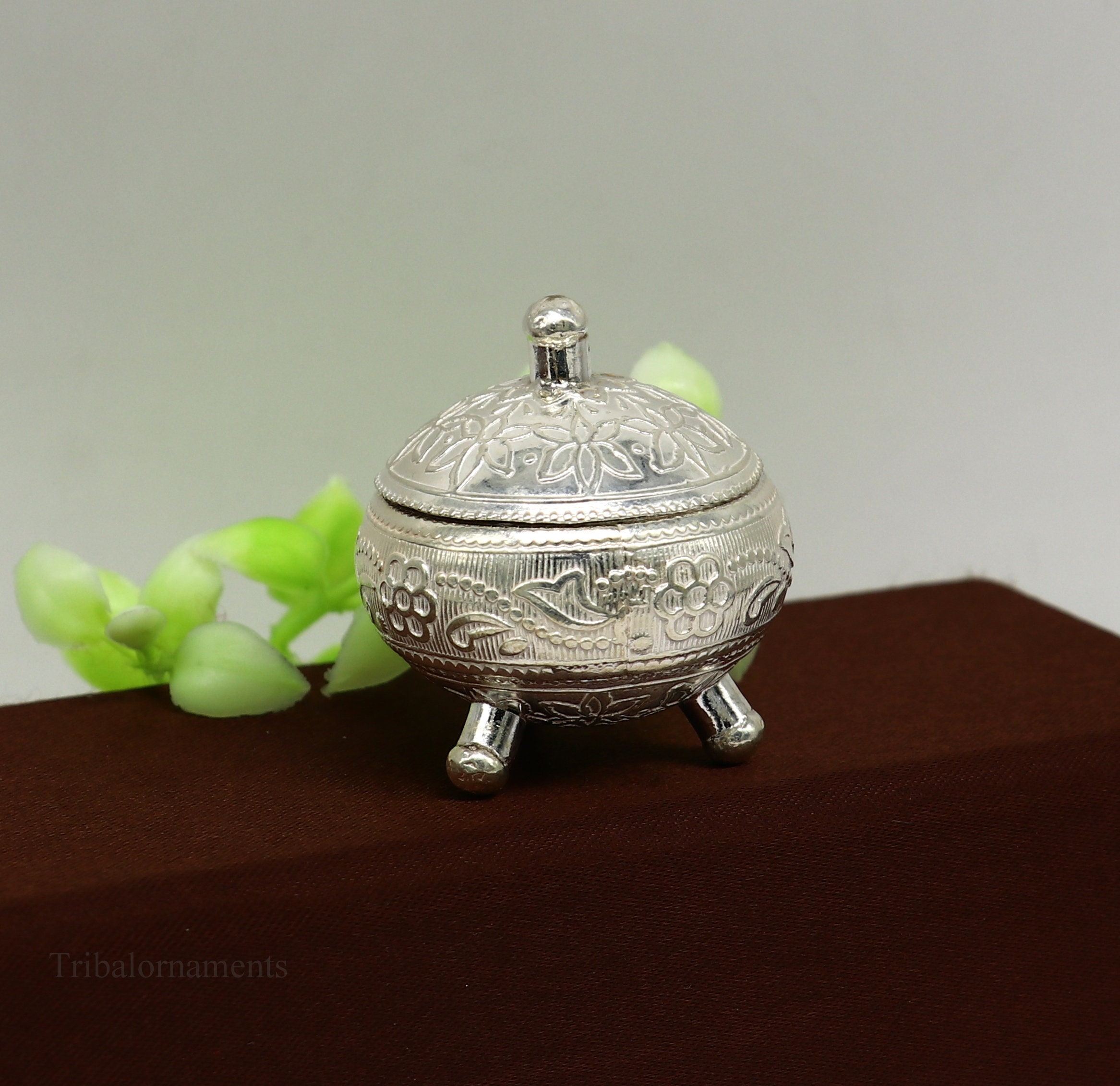 925 Sterling Silver Handmade Fabulous Trinket Box, Solid Kumkum Box ...