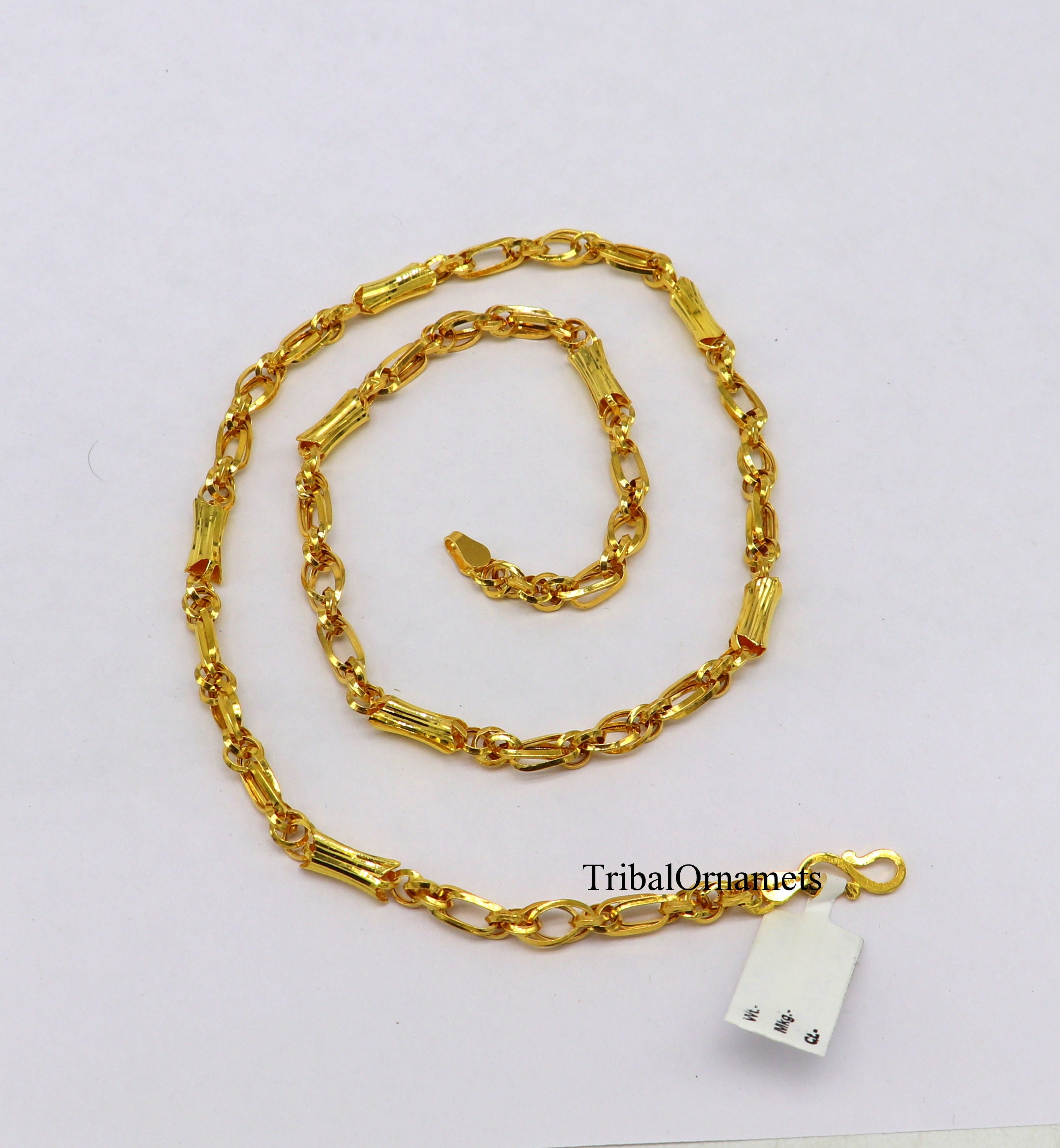 22kt Yellow Gold Indian Unique Style Handmade Customized Link Chain ...