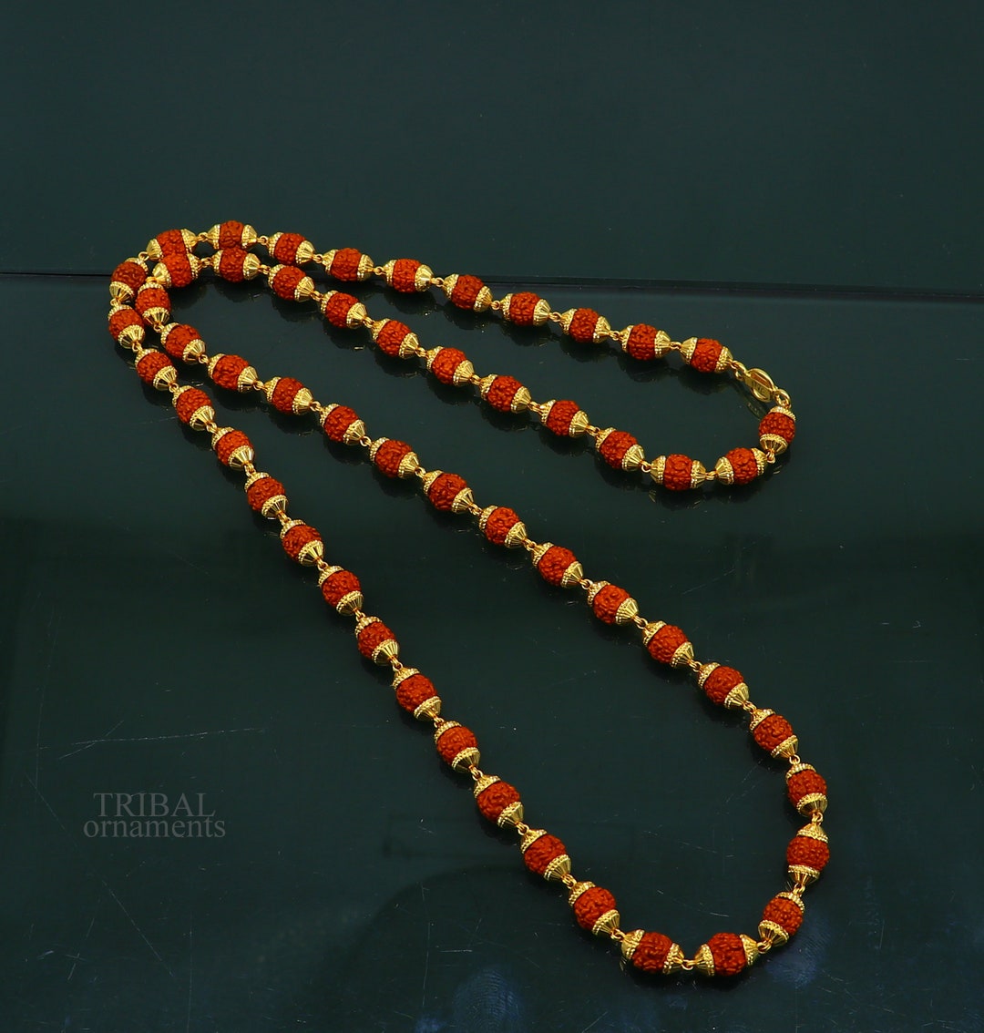 54 or 108 Beads Rudraksha Chain Amazing Divine 22kt Yellow Gold ...
