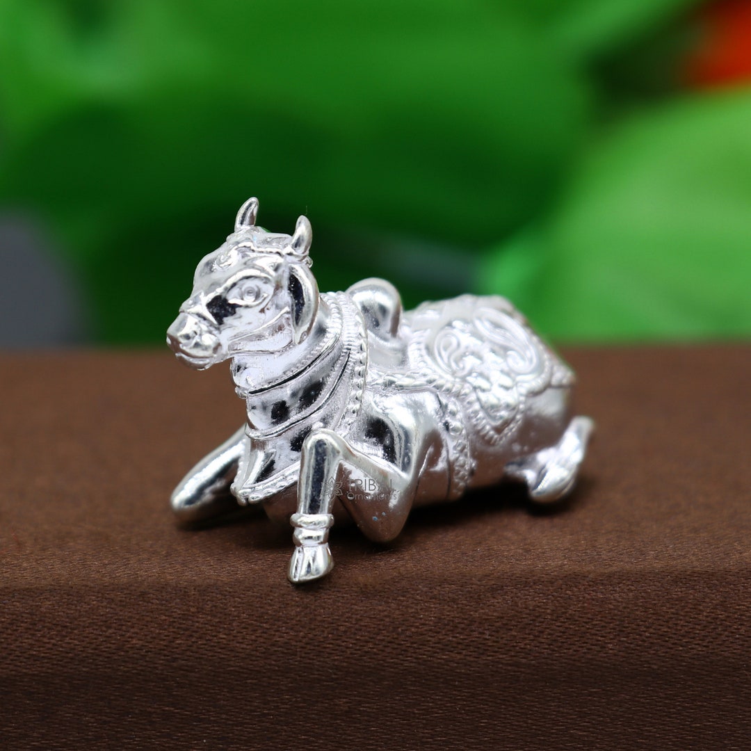 Lord Shiva Vahan Nandi Maharaj Solid 925 Sterling Silver Handmade Small ...
