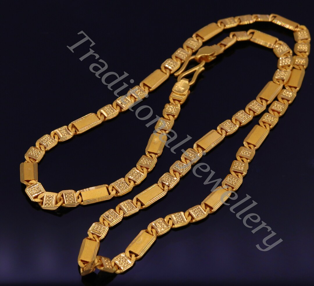 20 Inches Long Handmade 22kt Yellow Gold Royal Navabi Nawabi Chain ...