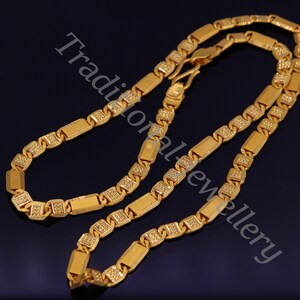 20 Inches Long Handmade 22kt Yellow Gold Royal Navabi Nawabi Chain ...