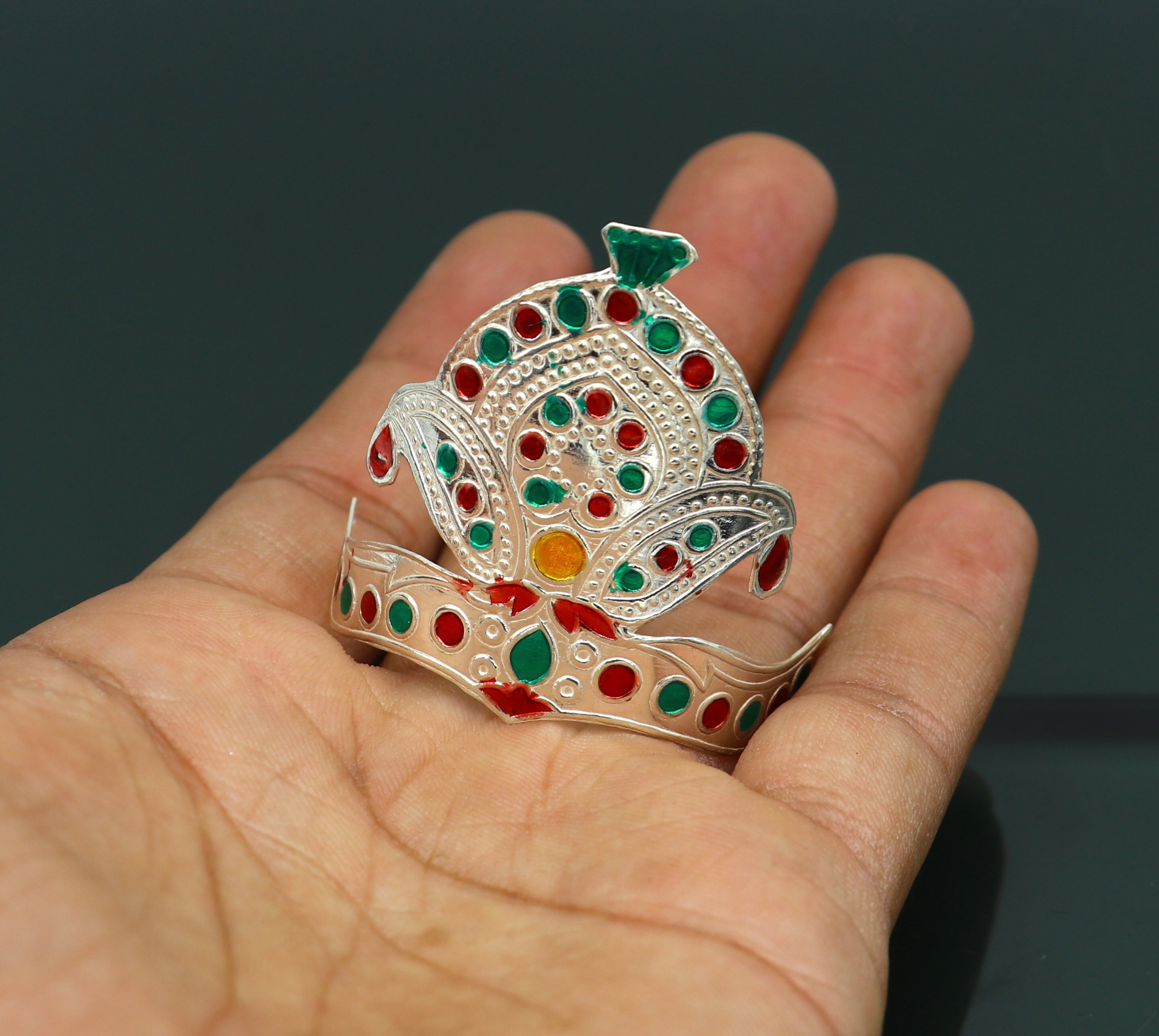 Pure 925 sterling silver vintage antique design mukut crown | Etsy