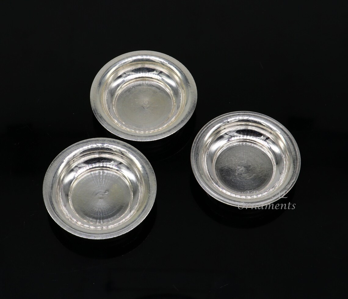 925 Silver Handmade Silver Small Plate or Tilak Bowl , Best Small Tiny ...