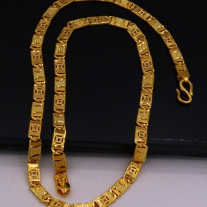 22 Inch Long 22kt Yellow Gold Handmade Navabi Nawabi Chain Necklace ...