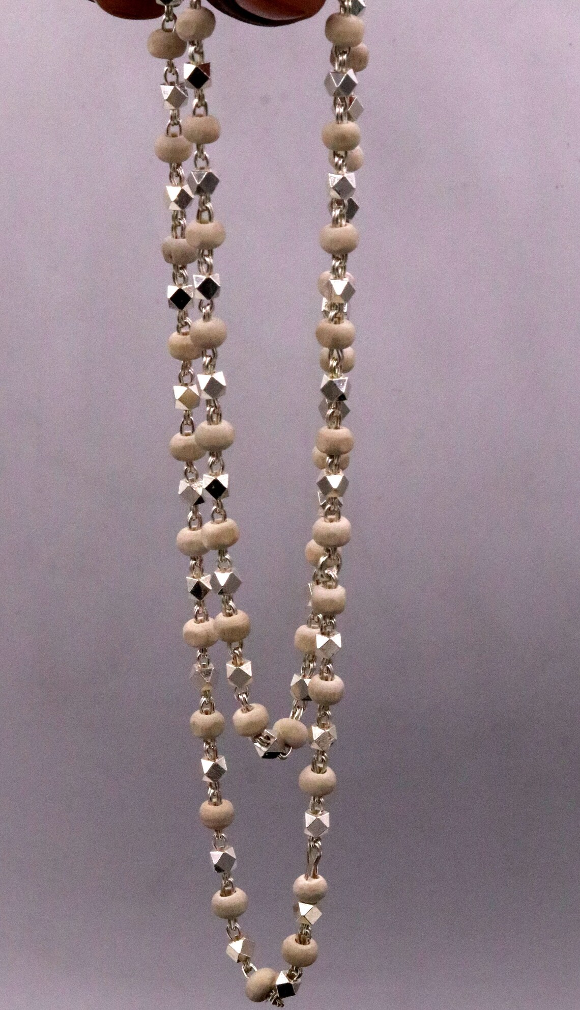 925 Silver Handcrafted Basil Rosary Beads With Silverbeads Necklace ...