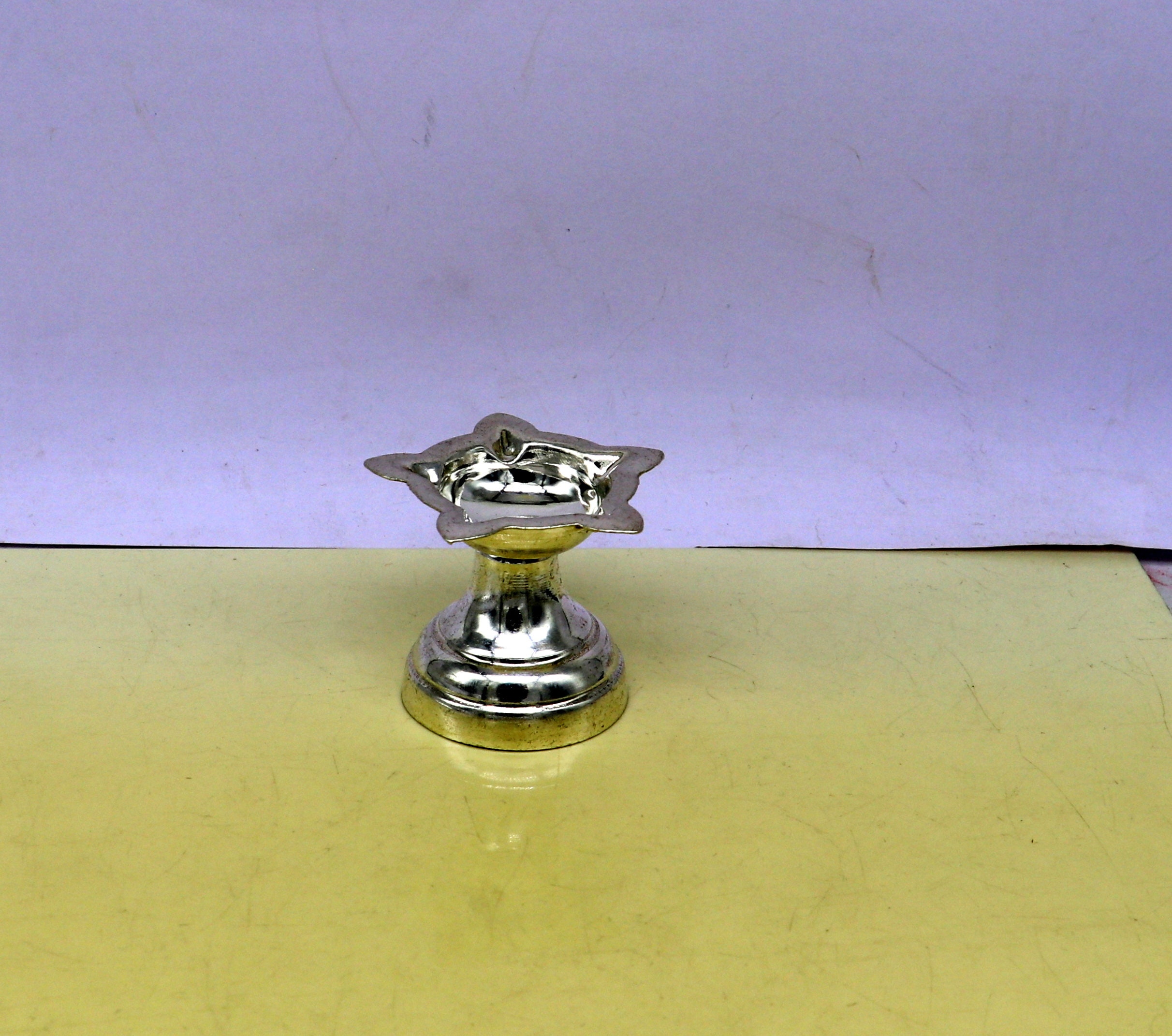 999 Pure Silver Handmade Elegant Oil Lamp, Silver Home Temple Utensils ...