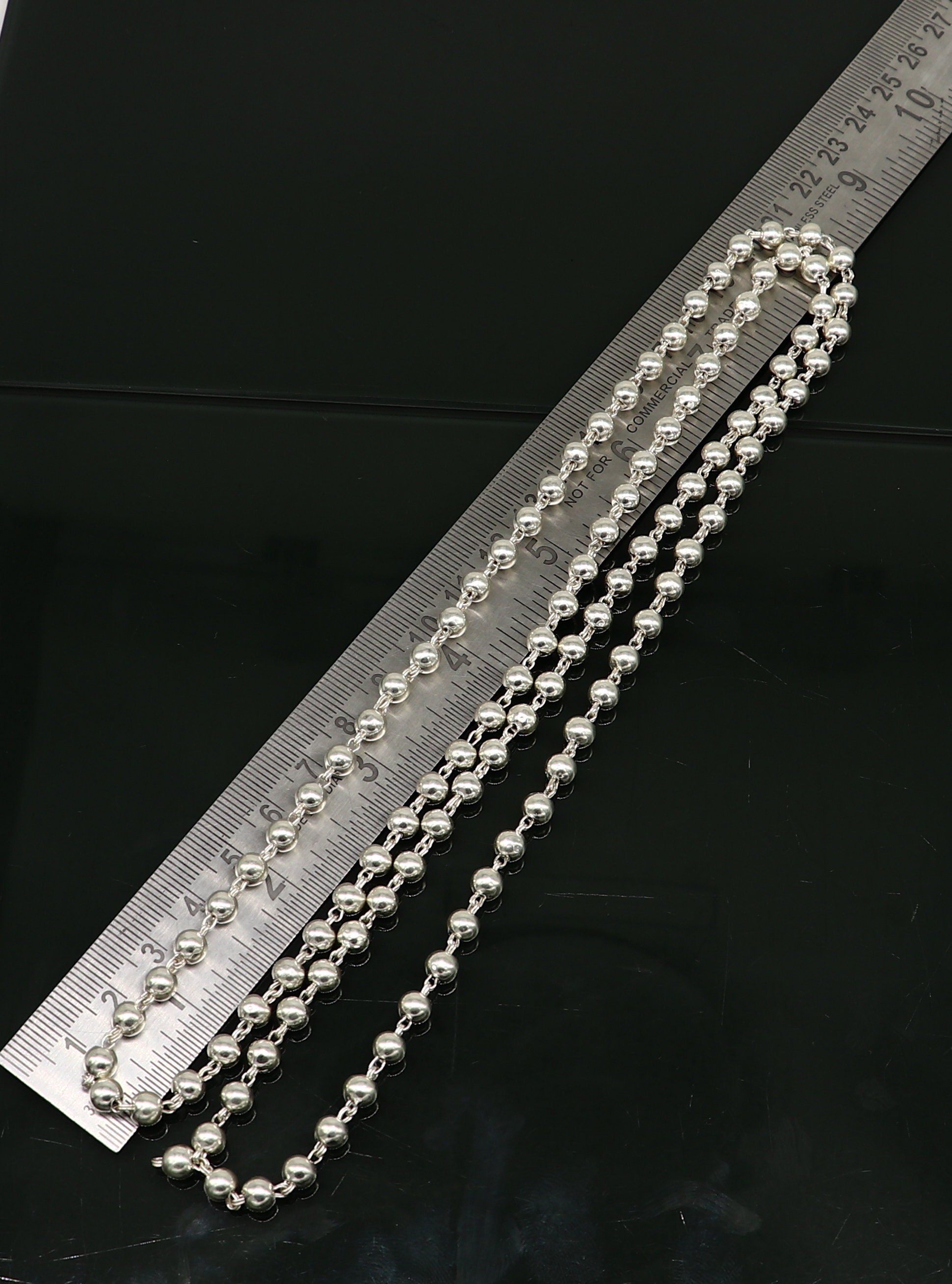 925 Sterling Silver Fabulous Plain Solid Beads Chain Japp Mala 108 Beads Japp Chain Fabulous Chanting Necklace Stylish Jewelry Ch109 Etsy