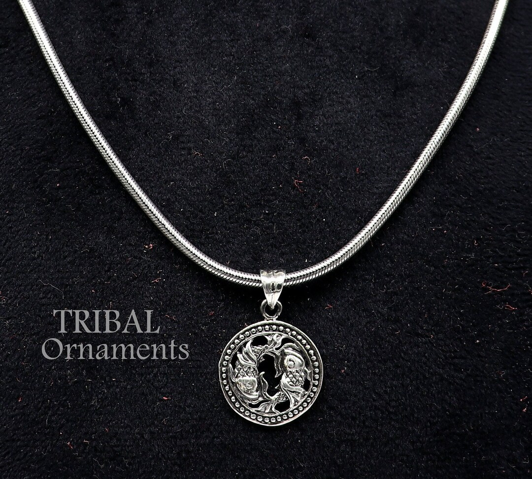 Modern Trendy Zodiac Sign Pisces Symbol Pendant 925 Sterling Silver ...