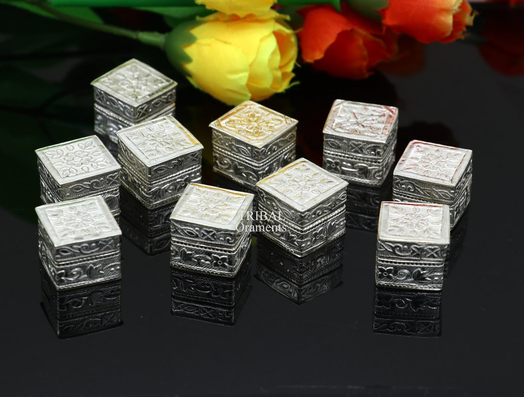 Lot Boxes 925 Sterling Silver Trinket Box, Kajal Box/casket Box Bridal ...