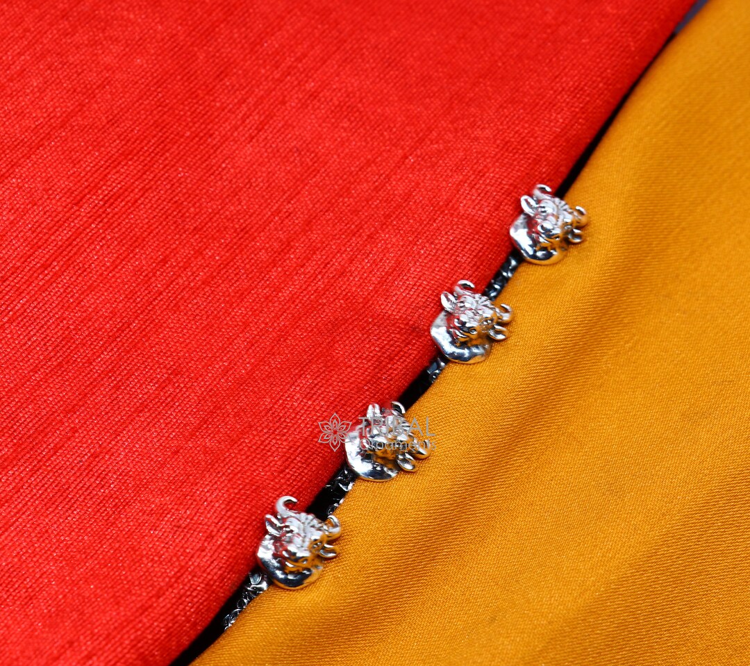 Bull Head Design 925 Sterling Silver Set of 4 Kurta Buttons for Fashion ...