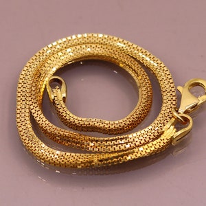 22kt Yellow Gold Handmade Highway Box Chain Solid Bracelet Unisex 91.6% ...