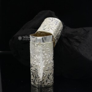 925 Sterling Silver Lipstick Case or Holder Amazing Handmade Floral ...