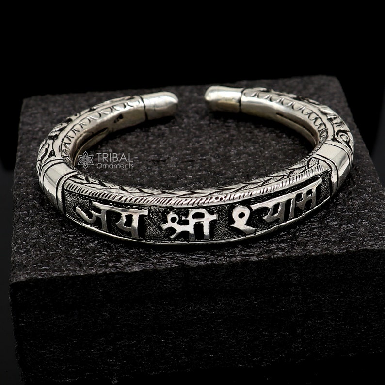 Divine Lord Krishna "jai Shri Shyam" Matra Handmade 925 Sterling Silver ...