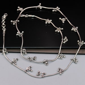 Vintage 925 Sterling Silver Handmade Snake Chain With Hanging Bells ...