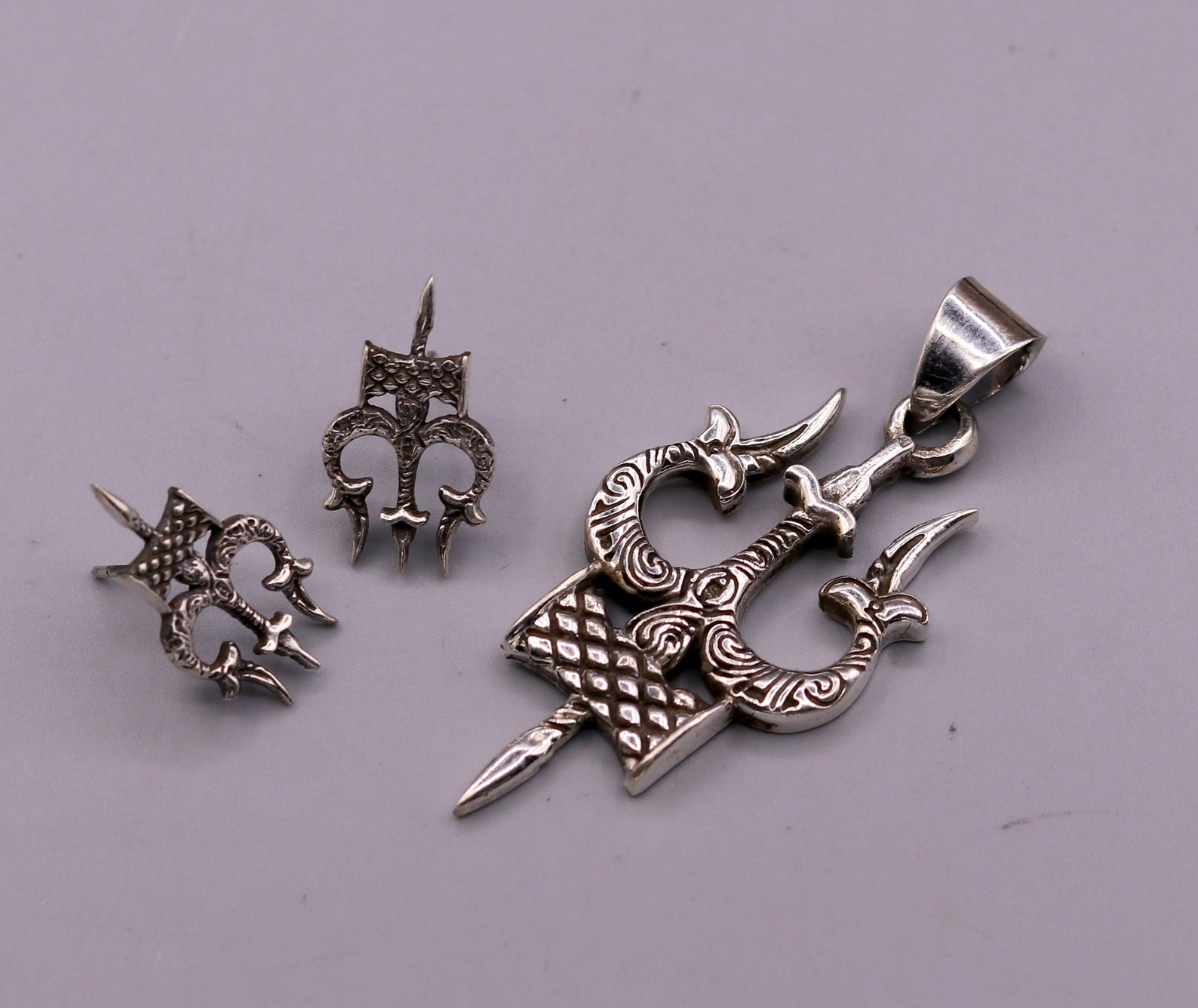Awesome Pretty Design Lord Shiva Trident Shape Pendant With Tiny ...