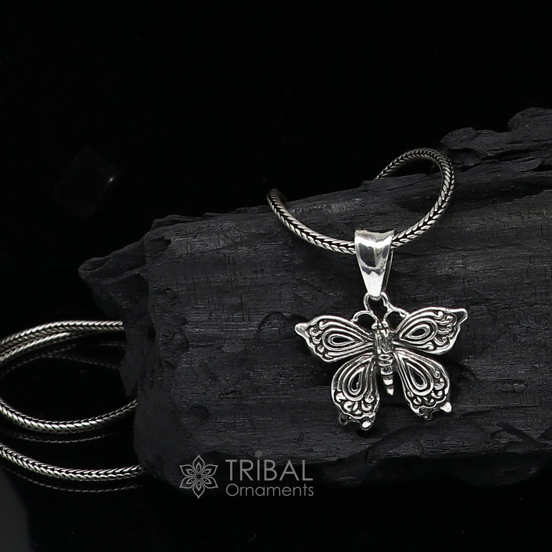 925 Sterling Silver Handmade Butterfly Design Pendant, Silver Bird ...