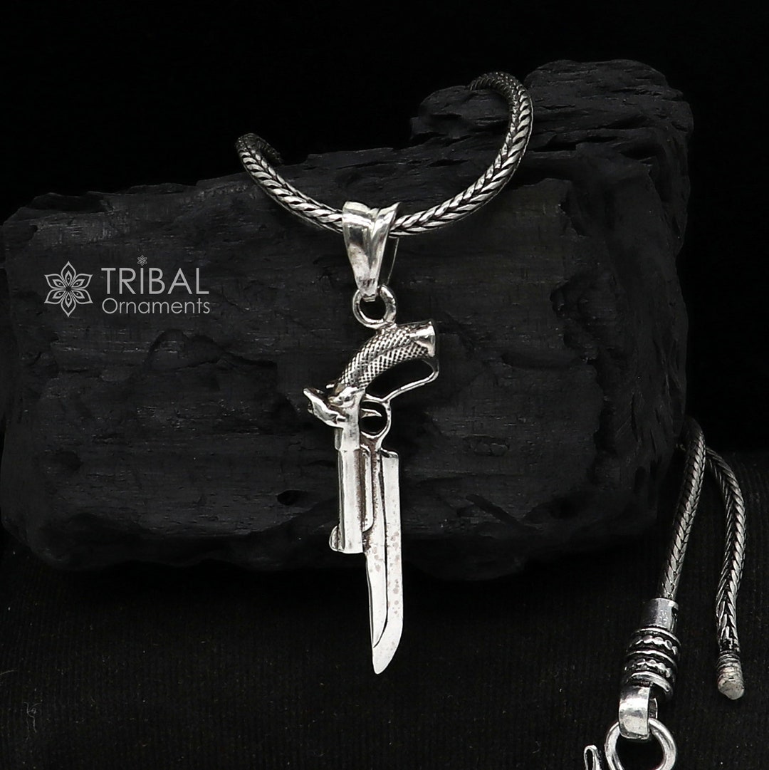 925 Sterling Silver Gun Pendant, Amazing Stylish Unique Pistole ...
