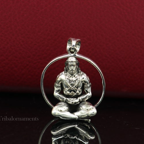 Hindu God Hanuman Pendant 925 Sterling Silver Glass Frame - Etsy