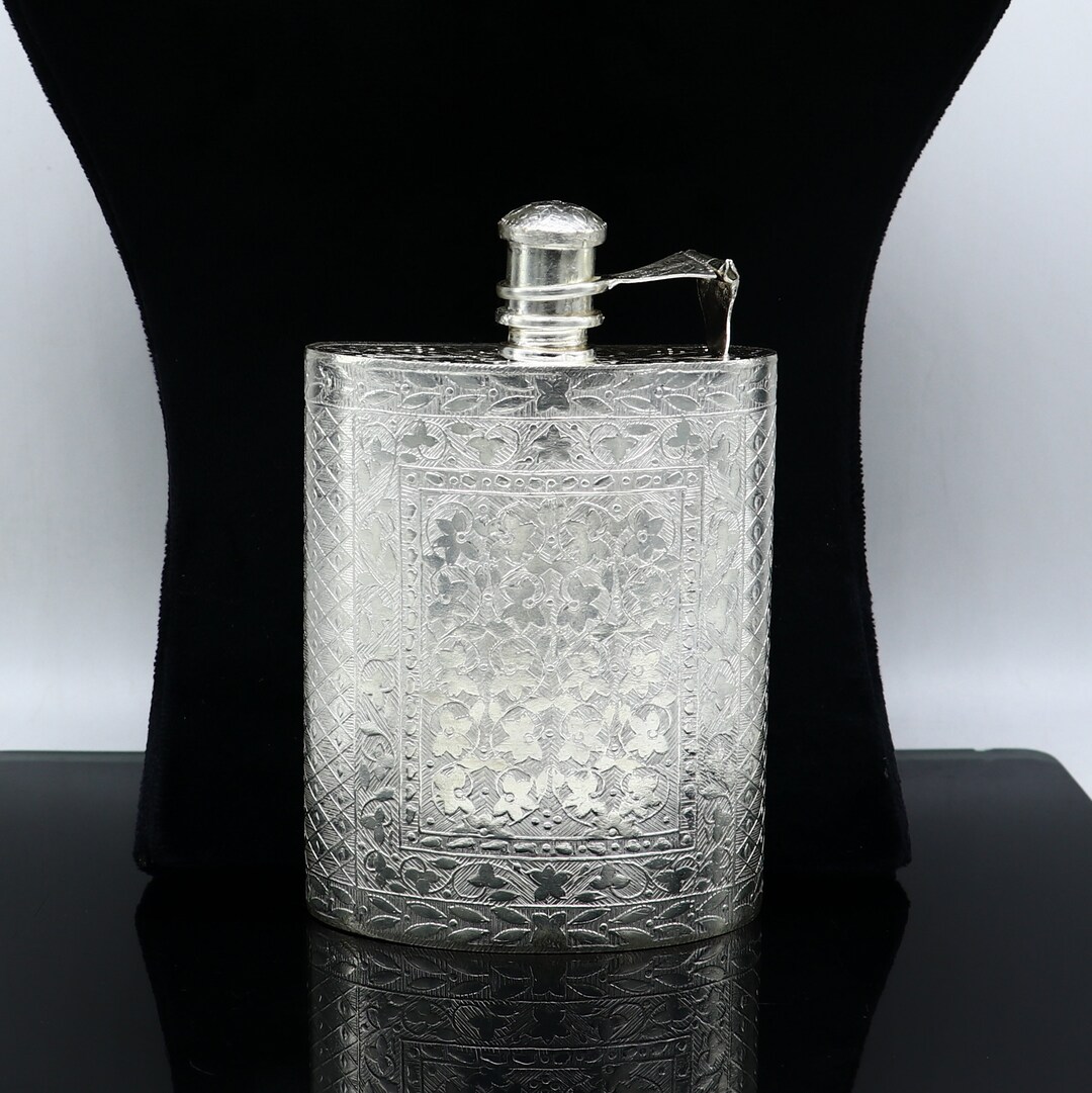 925 Sterling Silver Customized Design Silver Wine Bottle, Silver Drink ...