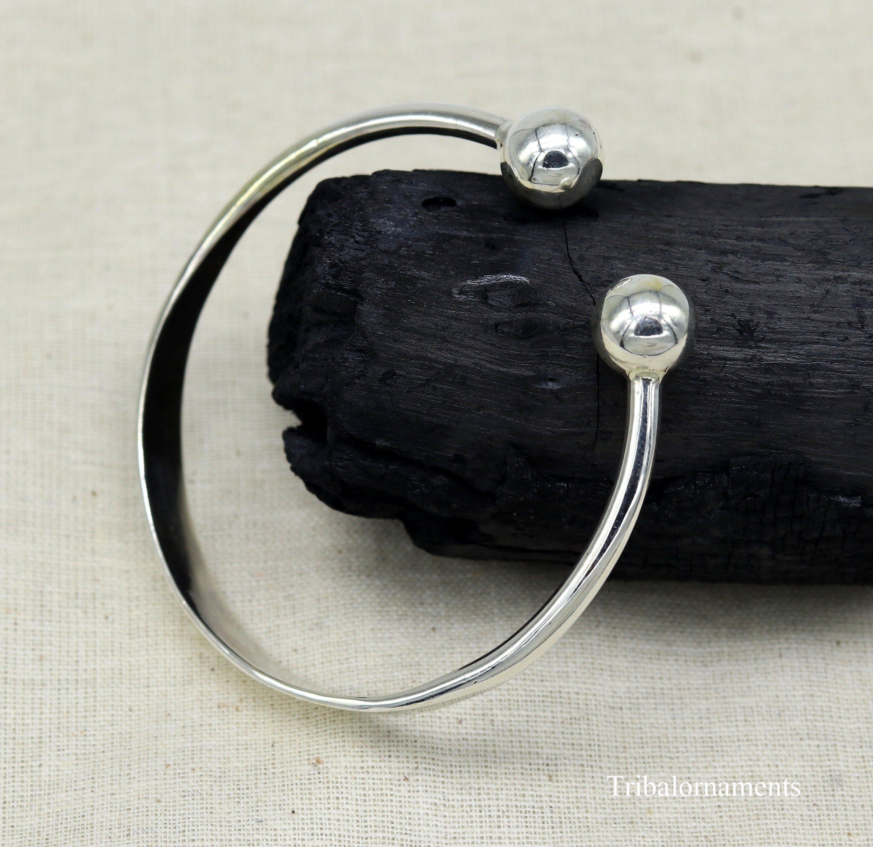 925 Sterling Silver Handmade Gorgeous Shining Adjustable Bangle ...