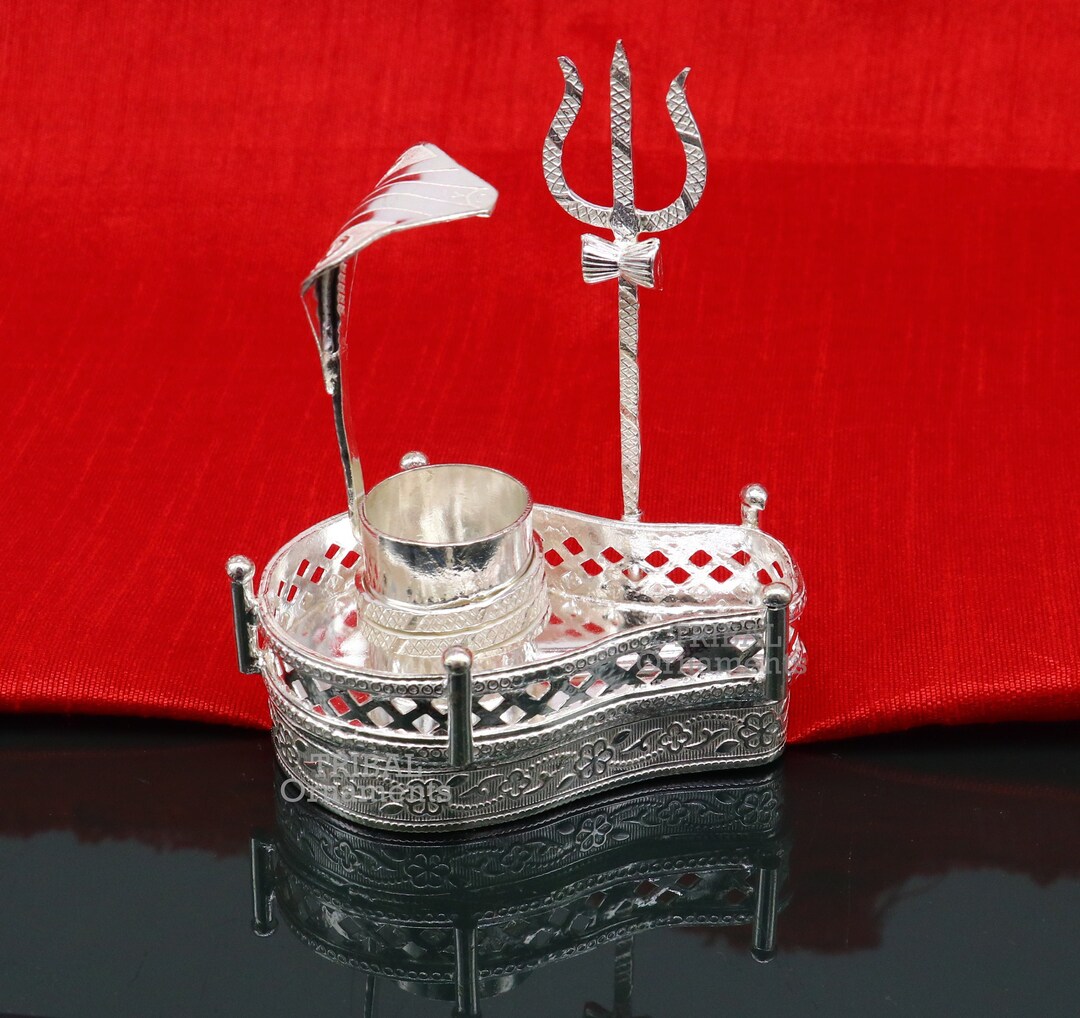 925 Sterling Silver Handmade Lord Shiva Lingam Stand/ Jalheri With ...