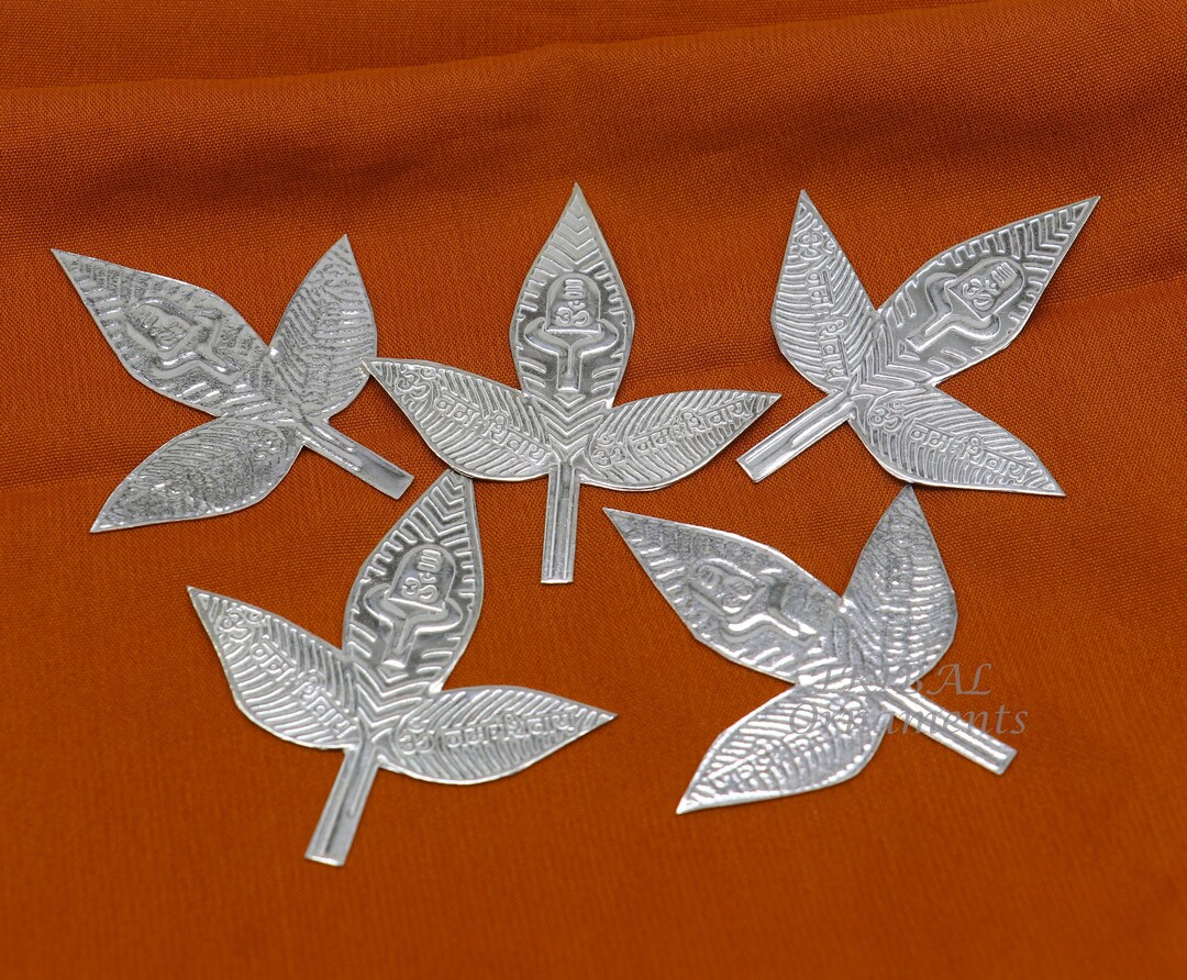 5.5cm Lord Shiva Bel Patra Solid Silver Handmade Solid Belva Patra ...