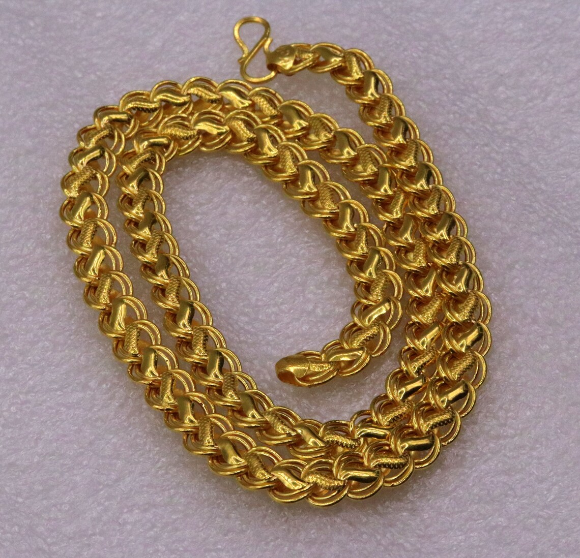 20" 7 Mm 22 Karat Gold Fabulous Lotus Design Handmade Hollow Chain ...