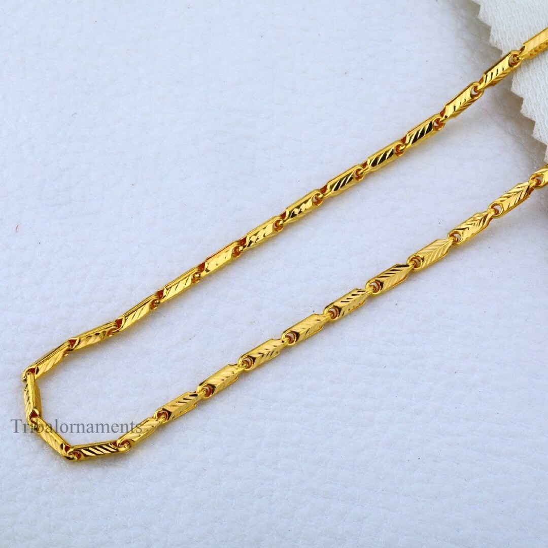 22kt Yellow Gold Handmade Diamond Cut Design Gifting Choco Chain ...