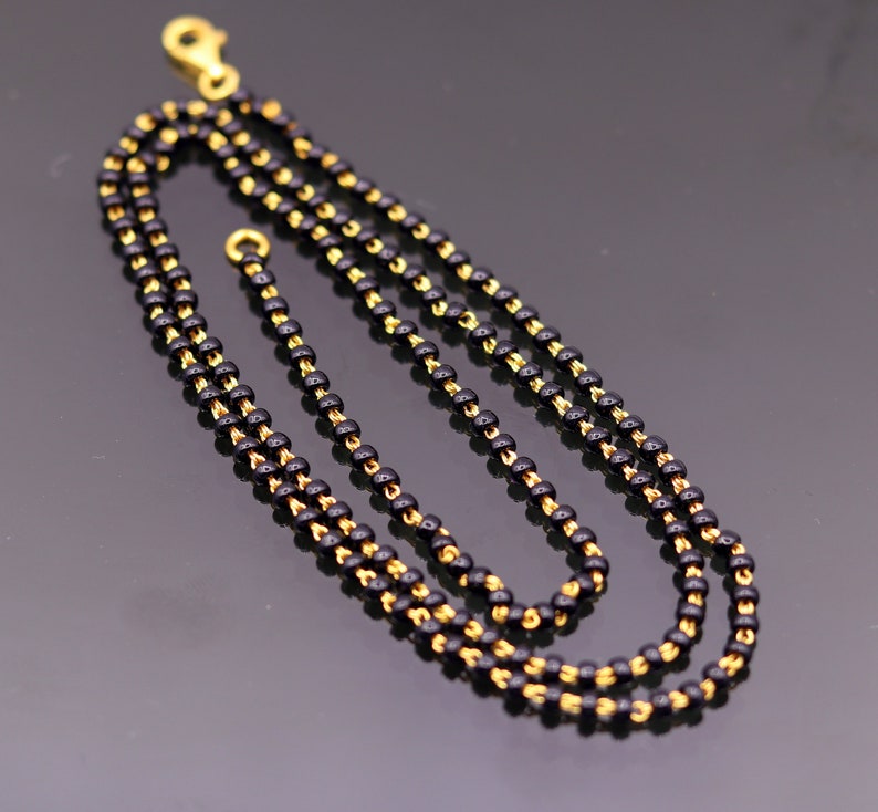 22kt Yellow Gold Handmade 916 Gorgeous Black Beads Chain Necklace ...