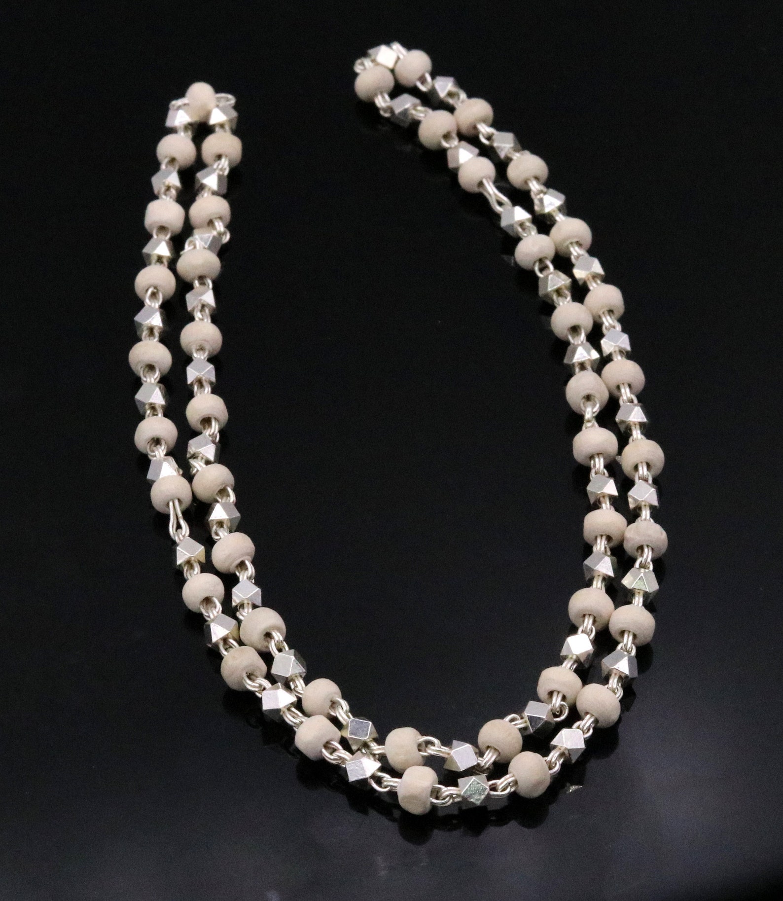 925 Silver Handcrafted Basil Rosary Beads With Silverbeads Necklace ...