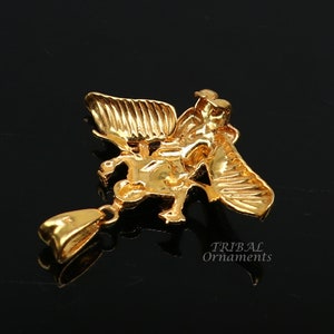 925 Sterling Silver Hindu Idol Lord Vishnu With Garuda Gold Polished ...