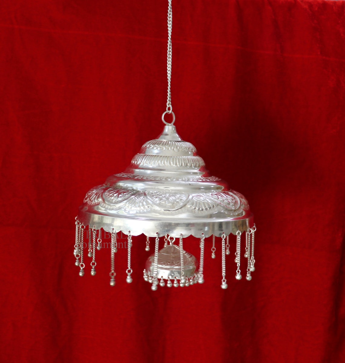 8" Wide Vintage Style Sterling Silver Double Steps Chattar or Chhatra ...