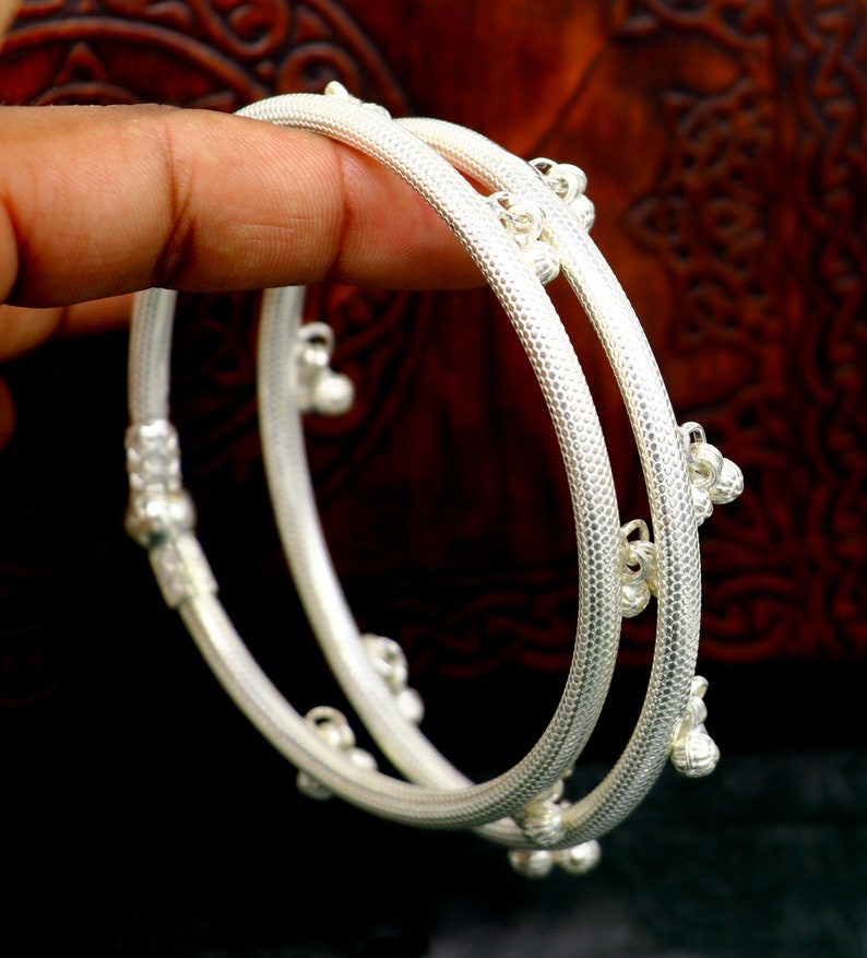 Sterling silver handmade gorgeous foot bangle bracelet kada | Etsy