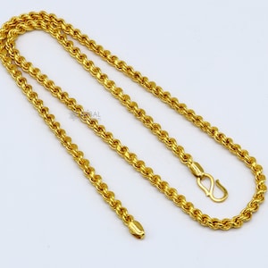 4mm 22k Yellow Gold Handmade Fabulous Rope Chain Necklace Excellent ...